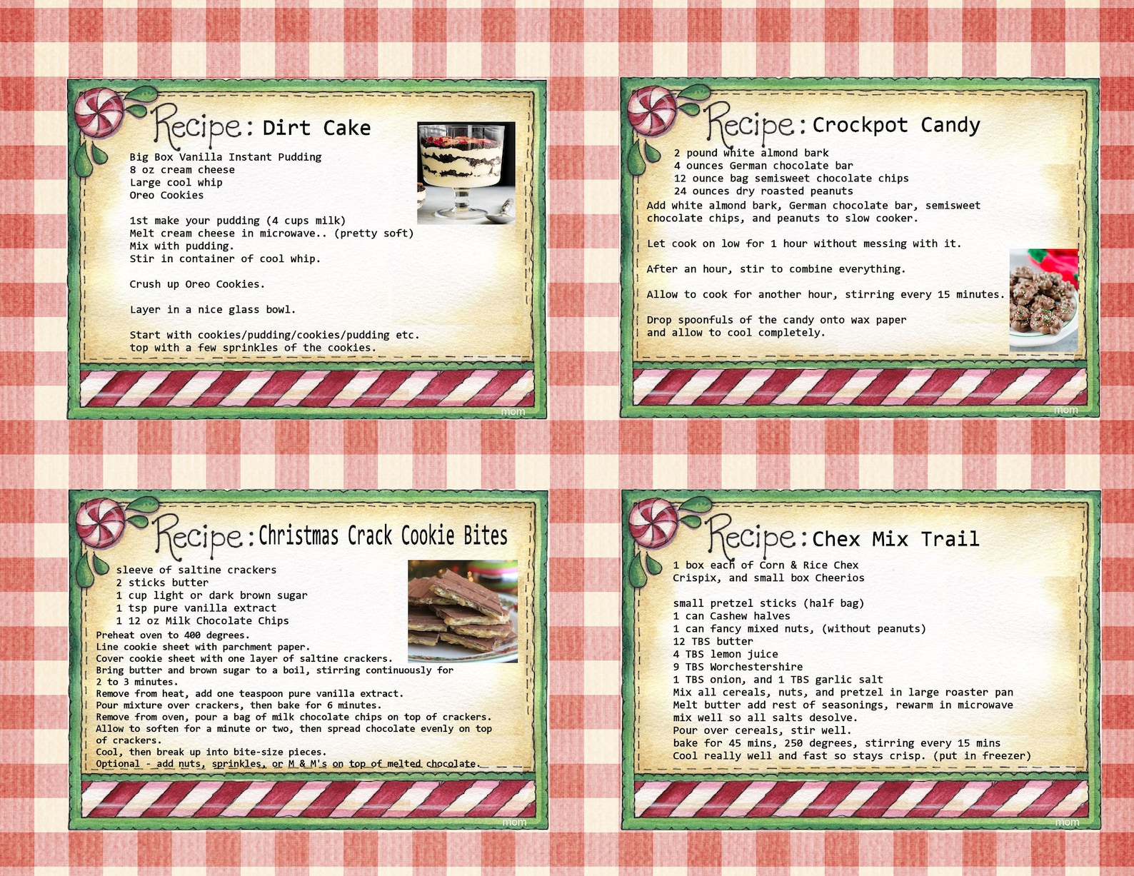 Printable Christmas Holiday Recipe Cards Digital Download - Etsy