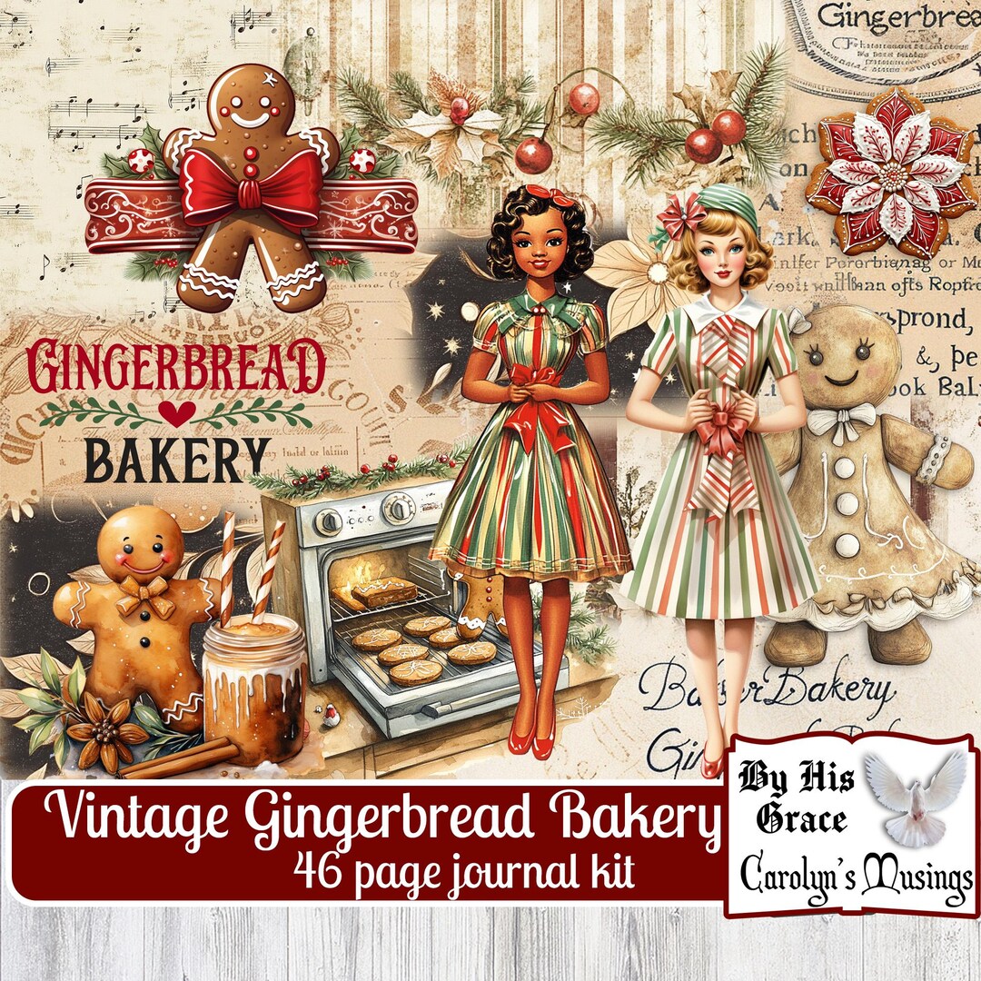 Vintage Gingerbread Bakery Junk Journal Kit: Christmas Ephemera ...