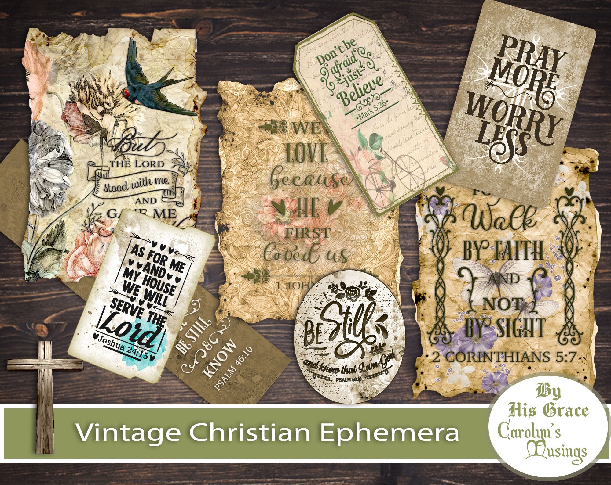 Vintage Christian Ephemera: Printable Faith Journaling Scraps (digital ...