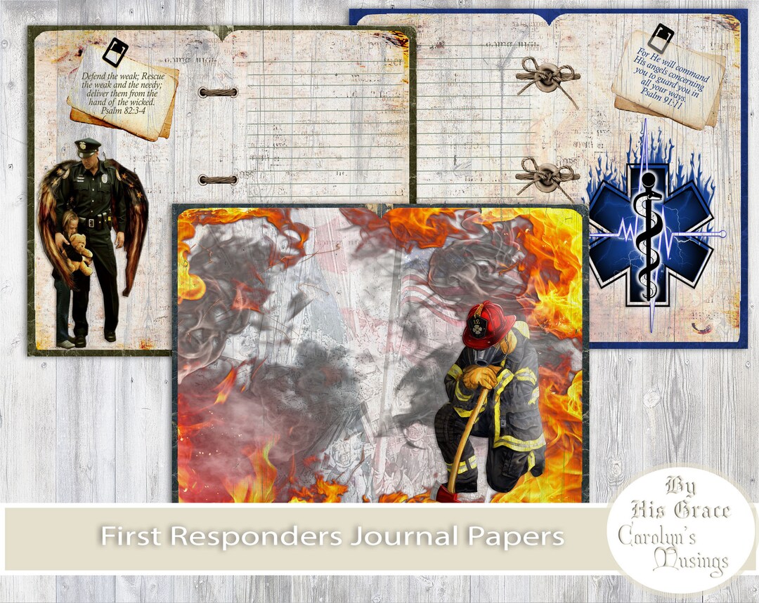 First Responders Junk Journal: Vintage Grunge Printable Papers (digital ...