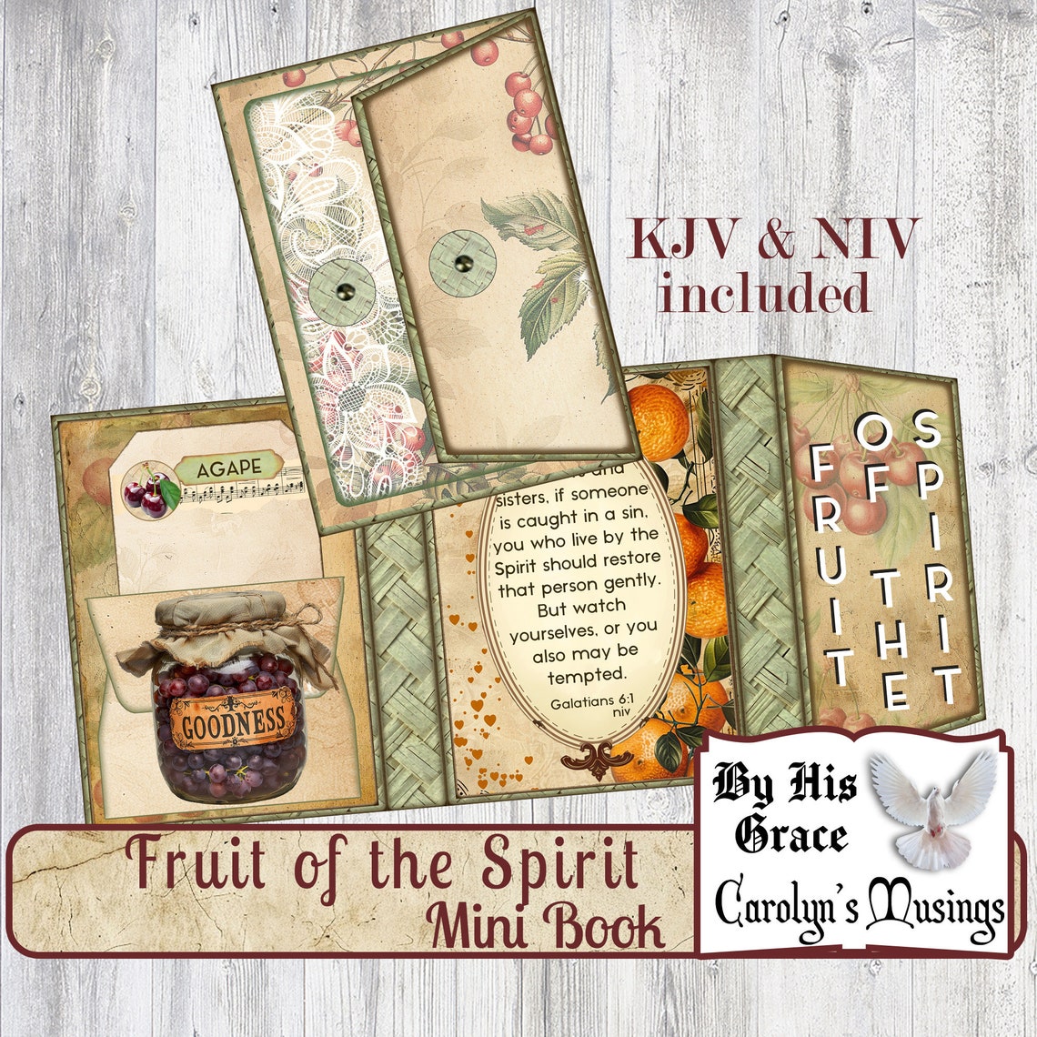 Fruit of the Spirit Mini Journal Book: KJV/NIV Verses (printable) - Etsy