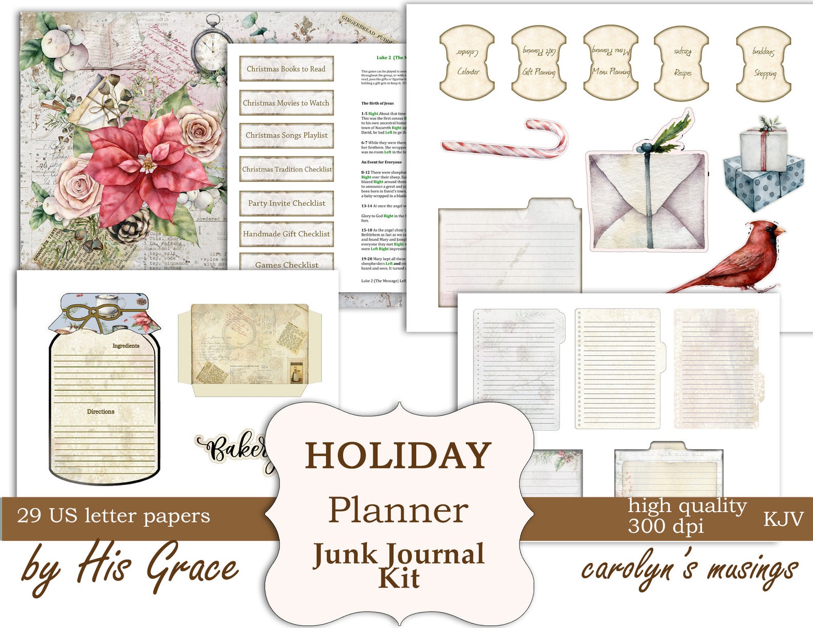 Christmas Planner Printable, Holiday Journal Kit (digital Download) - Etsy