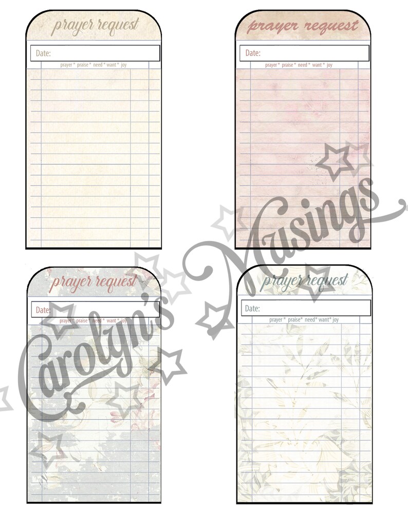 Printable Prayer Request Journal Cards Junk Journal Prayer - Etsy