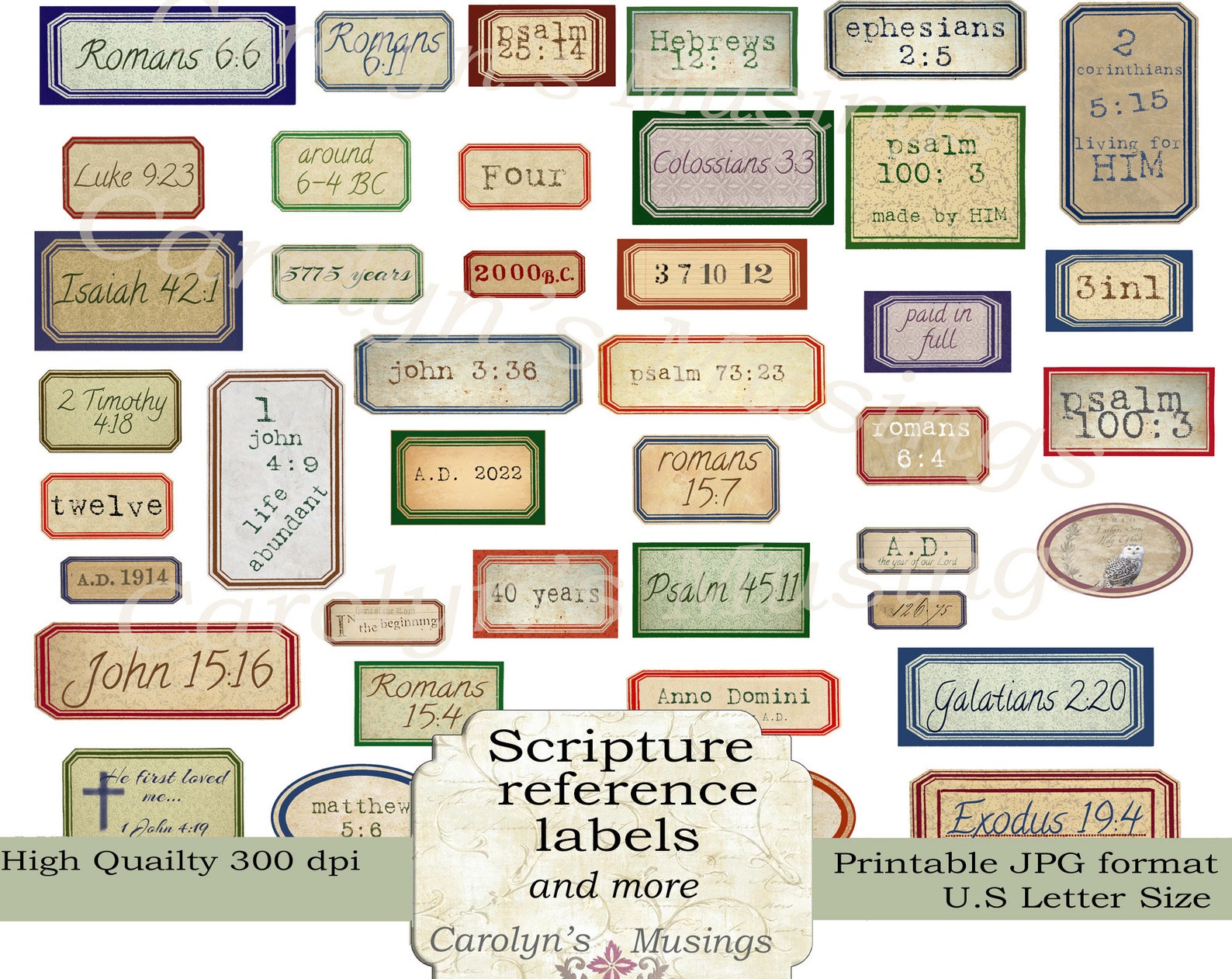 Printable Scripture Reference Labels Prayer Journal Ephemera | Etsy