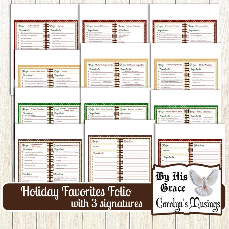 Christmas Recipe Junk Journal Folio: Holiday Baking (digital Download ...