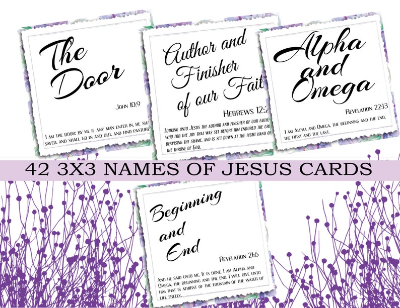 42 Names of Jesus Printable Scripture Cards With KJV Reference - Etsy