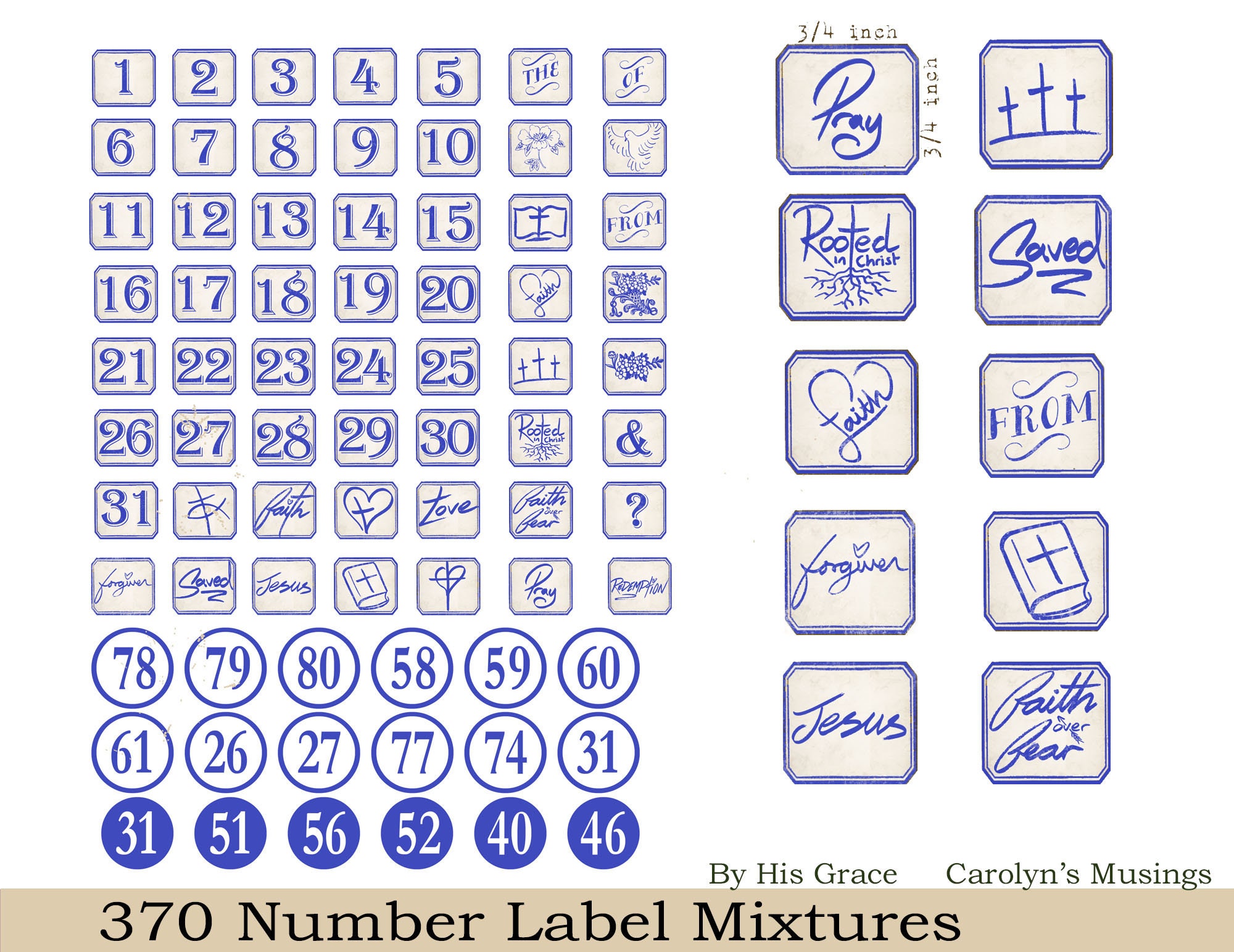 Numbers Labels Printable Prayer Journal Numerals Digital - Etsy