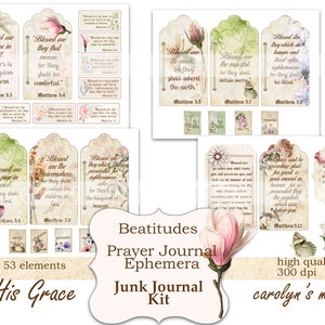 Beatitudes Prayer Journal Ephemera Kit, KJV (digital Download) - Etsy
