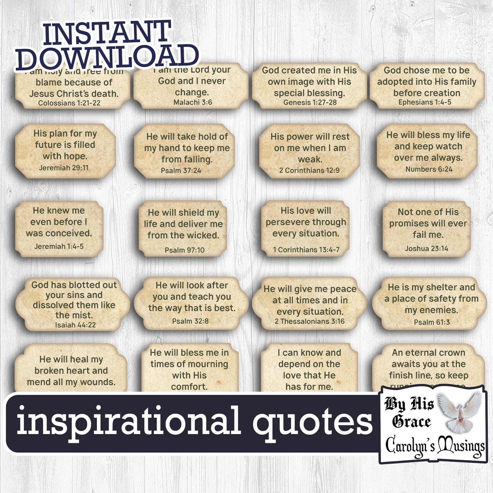 Printable Christian Ephemera: Inspirational Quote Scraps (digital ...