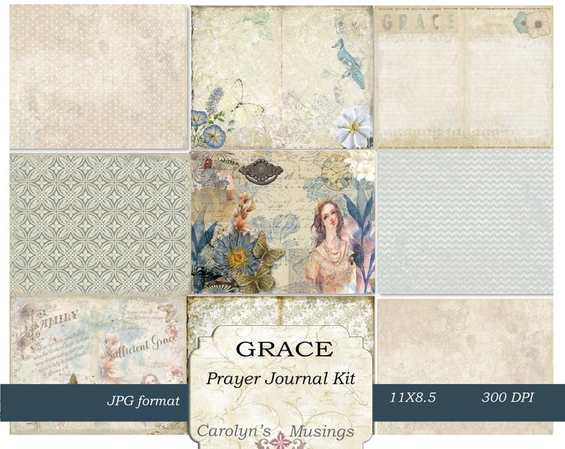 Grace Prayer Journal Kit, KJV Ephemera, Floral Printable (digital ...