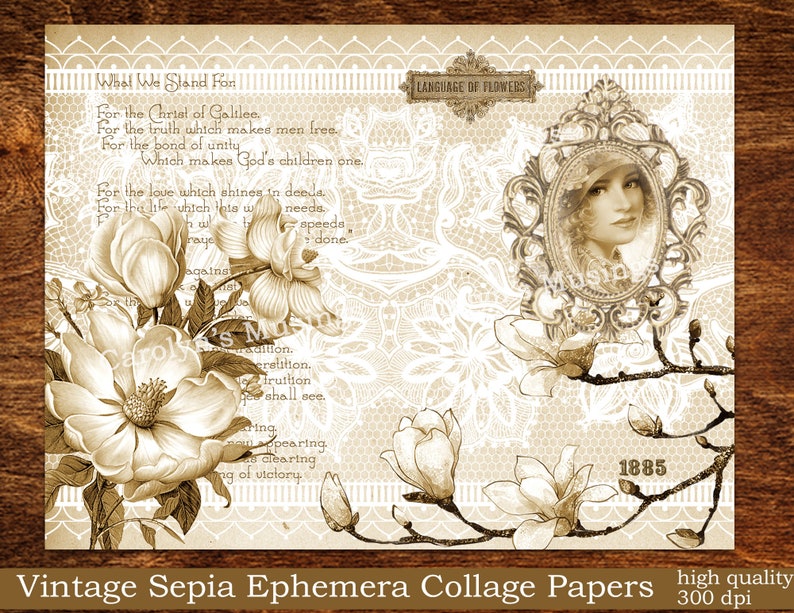 Vintage Sepia Ephemera Papers, Junk Journal Scrapbook (digital Download ...
