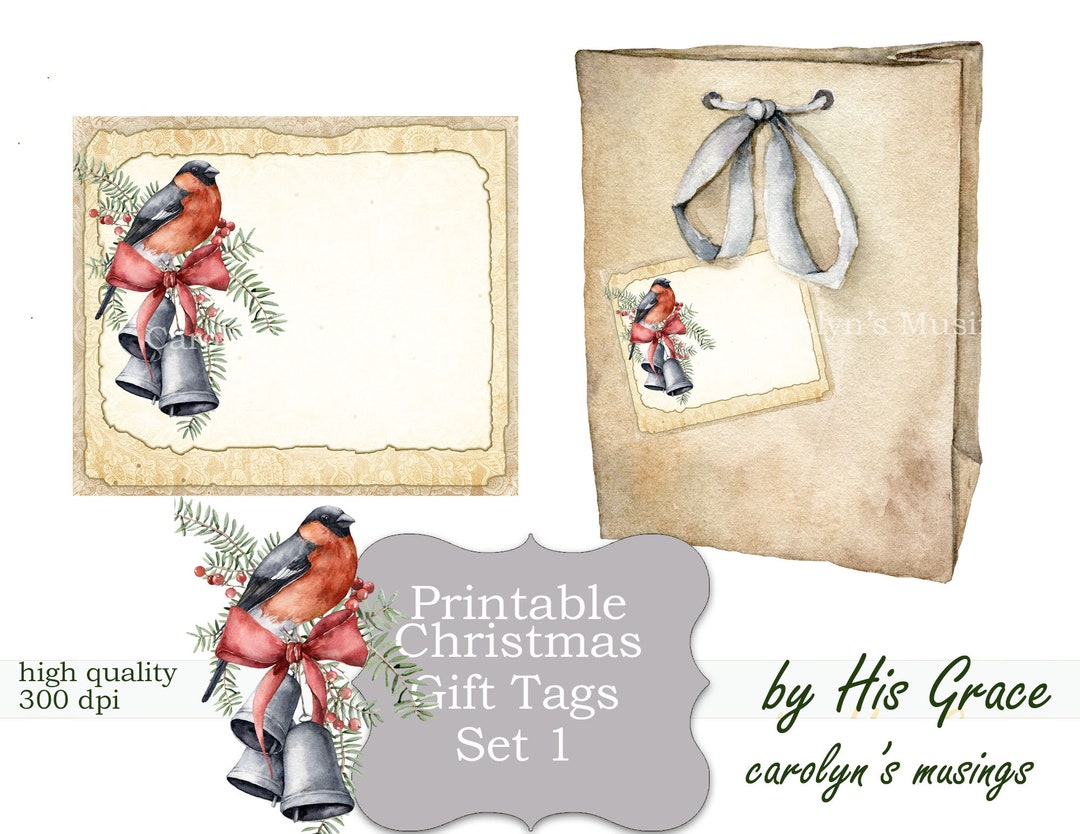 Christmas Tags Set 1, Printable Gift Tag, Digital Gift Tags, Holdiay ...