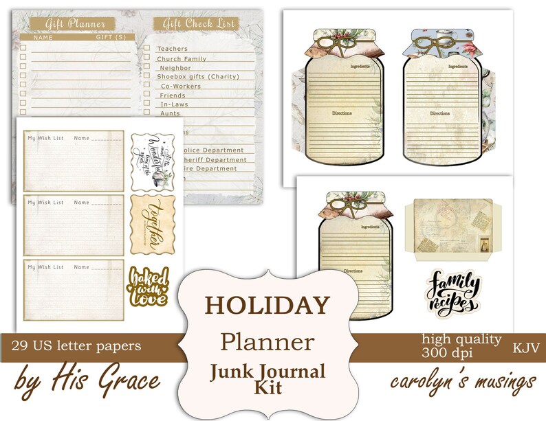 Christmas Planner Printable, Holiday Journal Kit (digital Download) - Etsy
