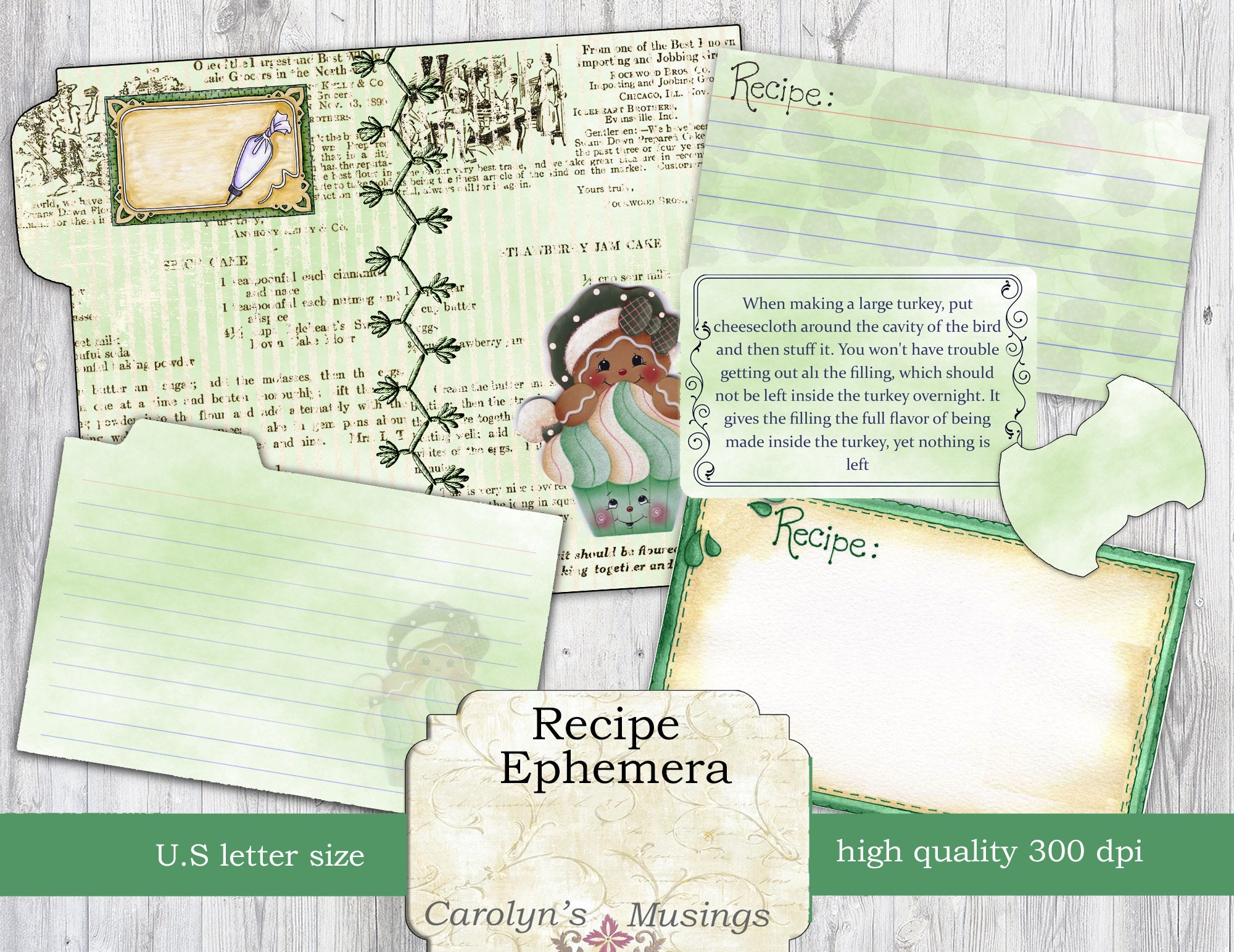 Printable Recipe Cards Recipe Journal Ephemera Recipe - Etsy