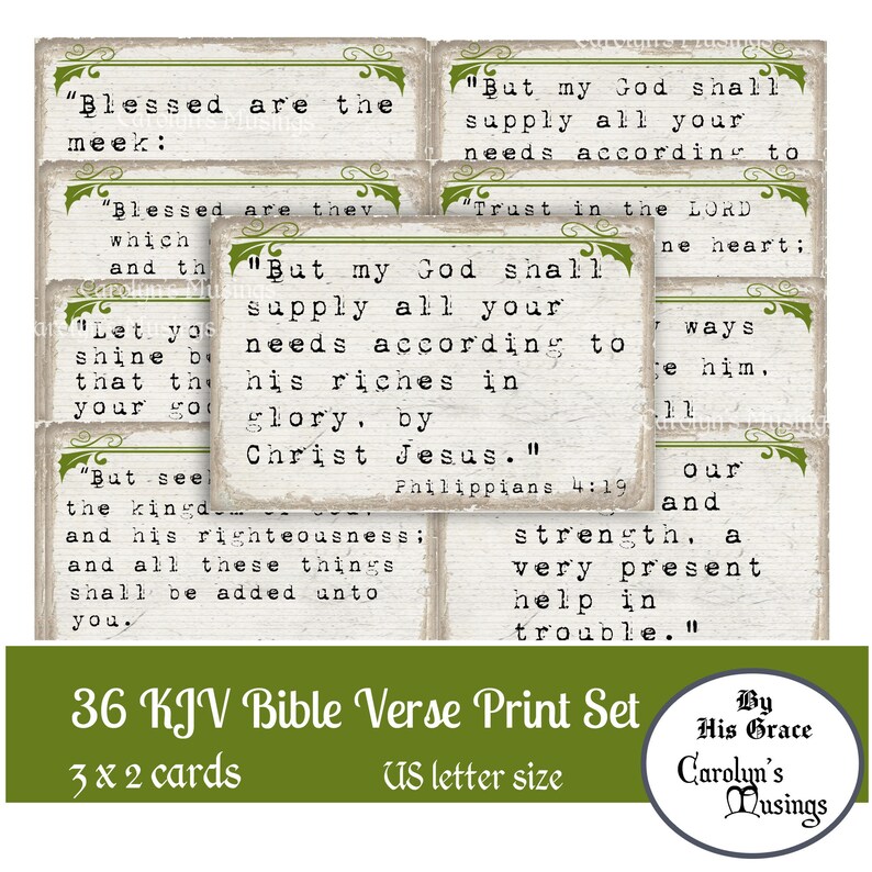 KJV Bible Verse Print Set Printable KJV Scripture Prayer - Etsy