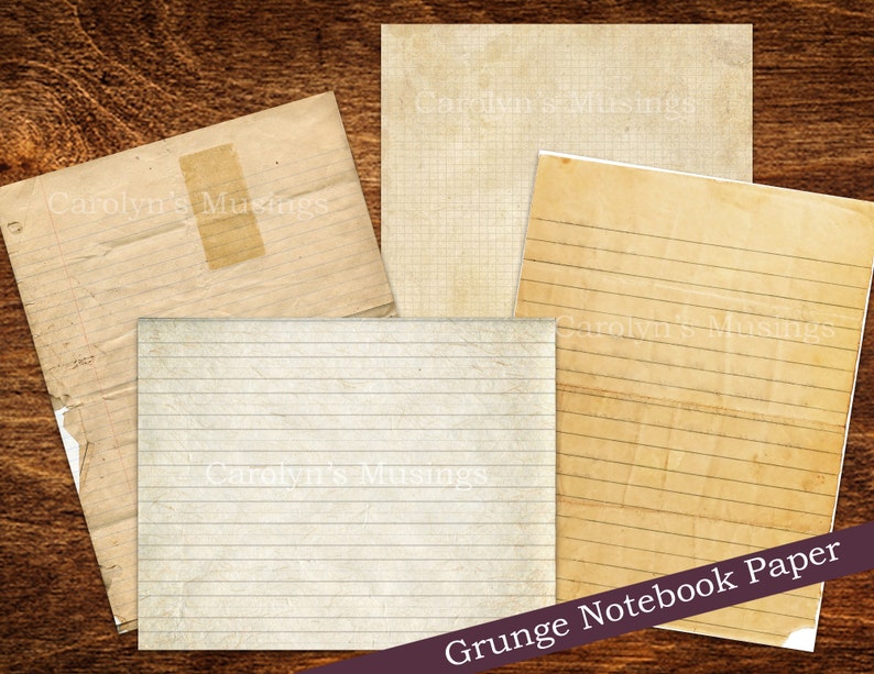 Grunge Notebook Paper Printable, Vintage Lined Paper (digital Download ...
