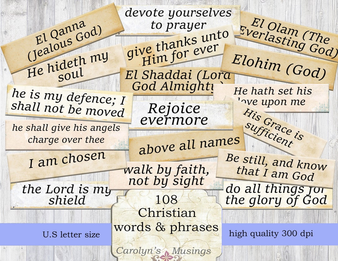 Christian Words & Phrases Ephemera, Printable Prayer Journal (digital ...
