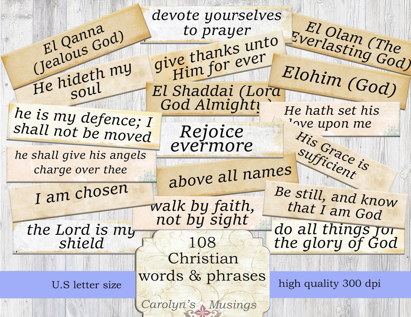Christian Words & Phrases Ephemera, Printable Prayer Journal (digital ...