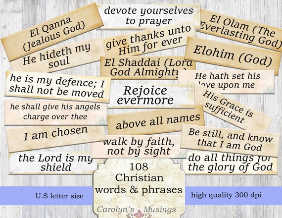 Christian Words and Phrases Printable Prayer Journal Ephemera - Etsy