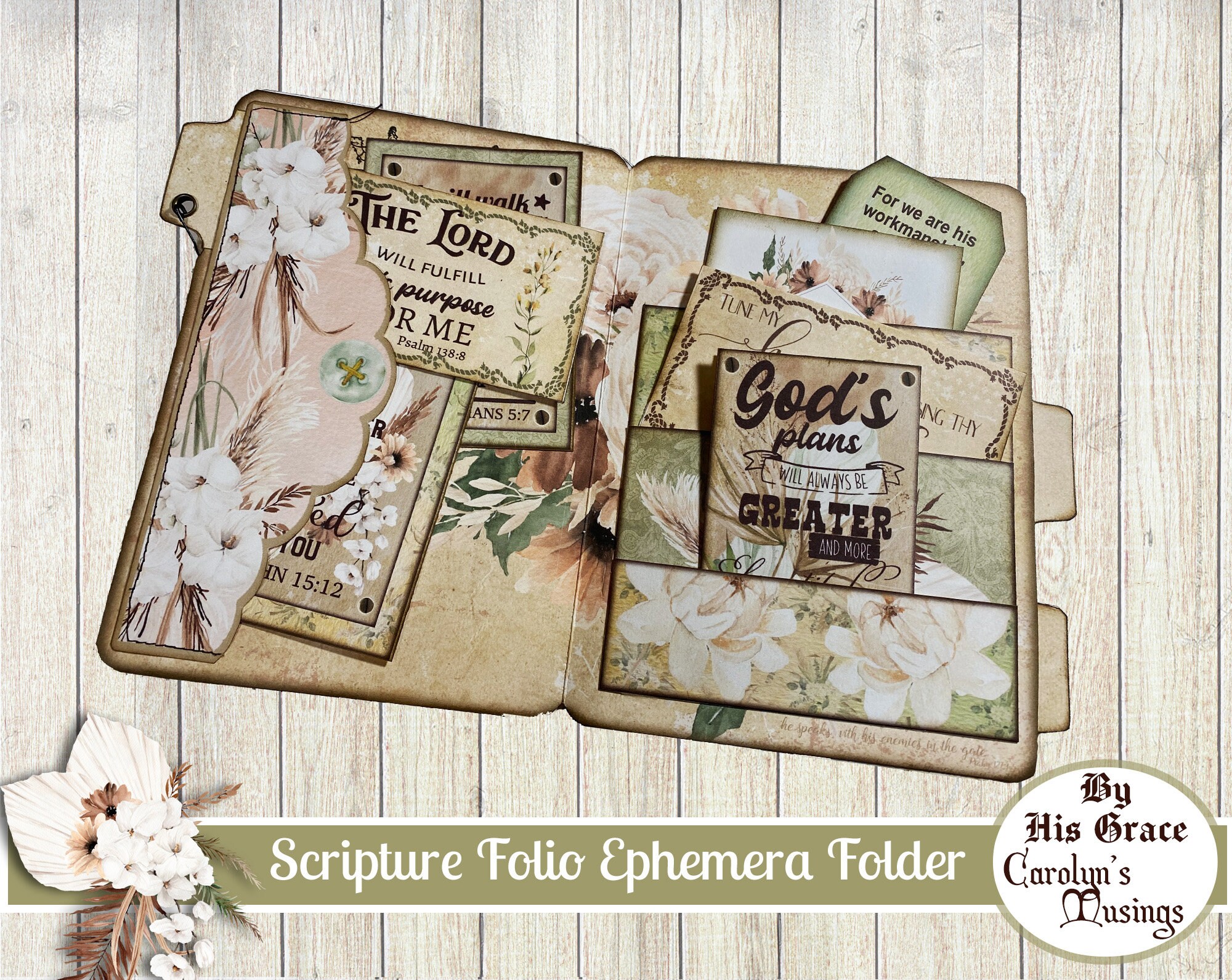 Scripture Folio Ephemera Folder: Floral Collage, Scripture Cards ...