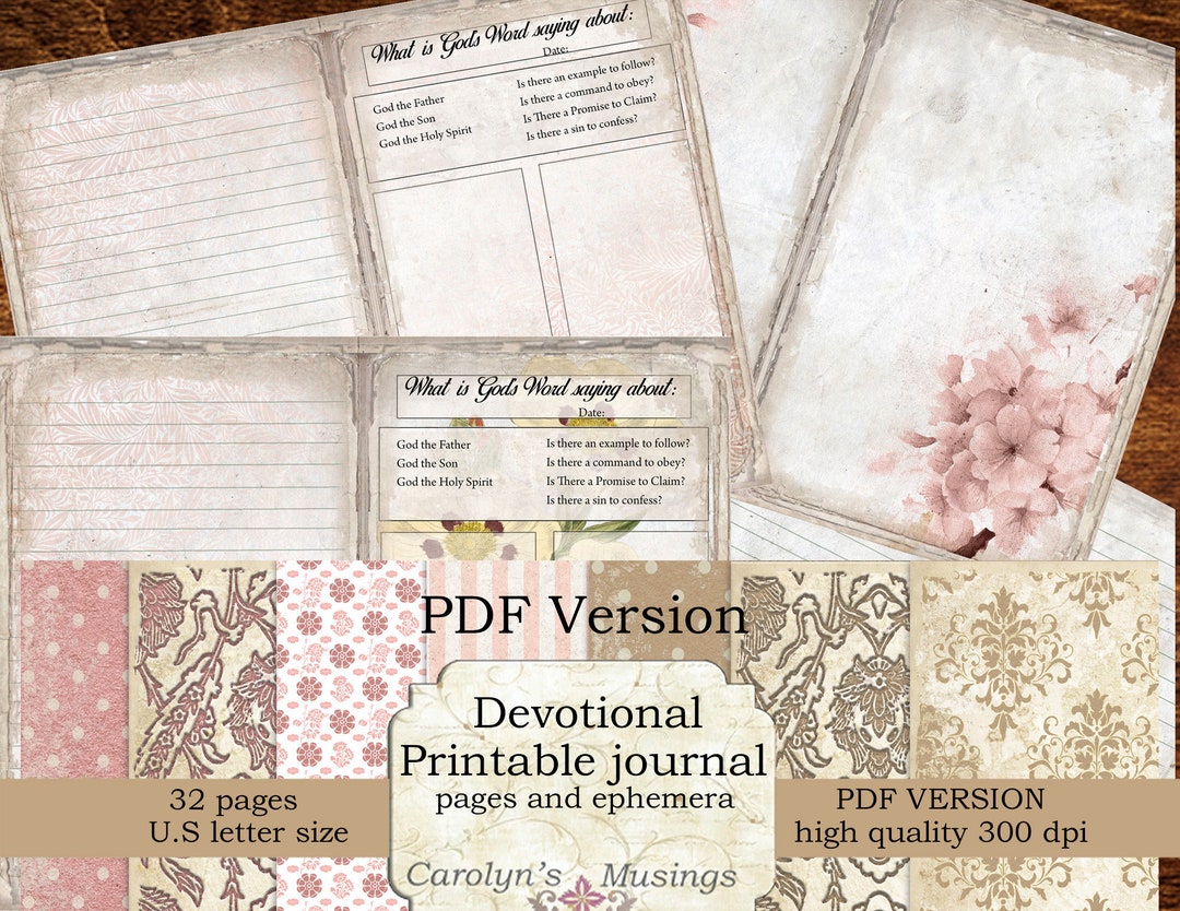 Devotional Prayer Journal, Junk Journal Kit, Printable Journal Supplies ...