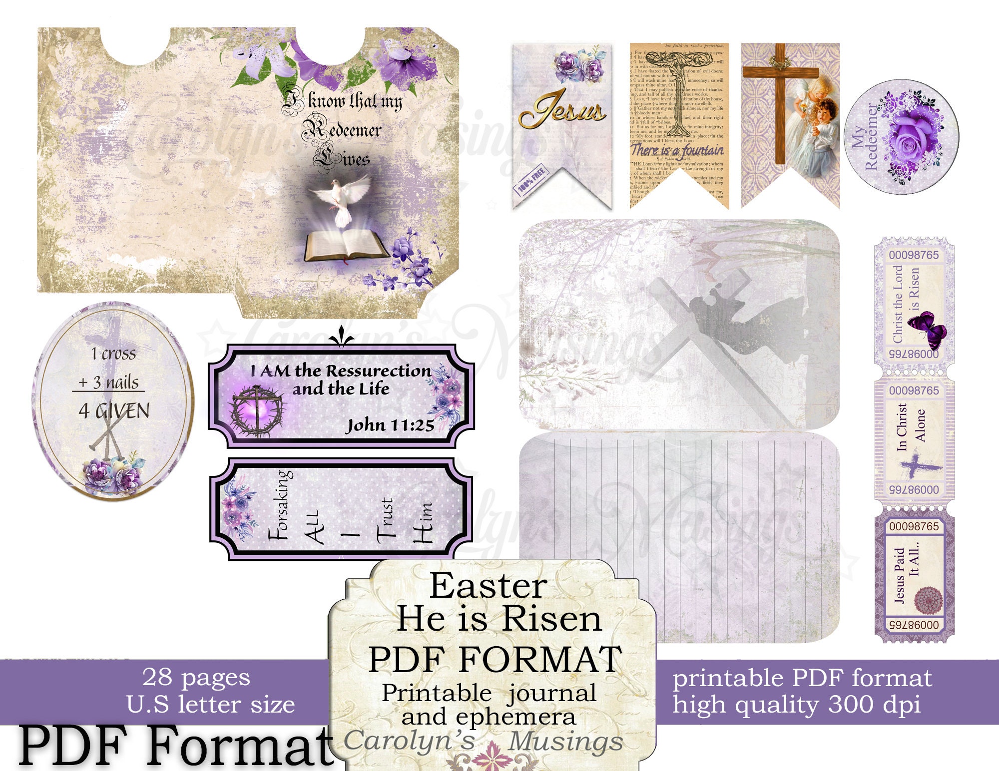 Printable Christian Journal Pages PDF Format He is Risen - Etsy