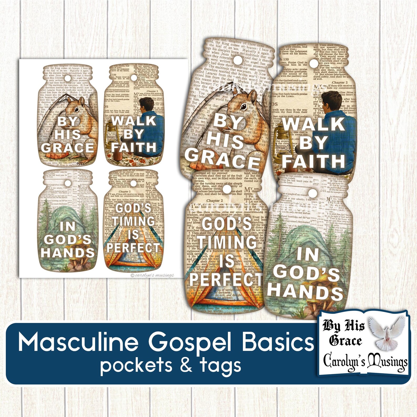Christian Junk Journal Tags and Pockets: Gospel Basics Collage (digital ...