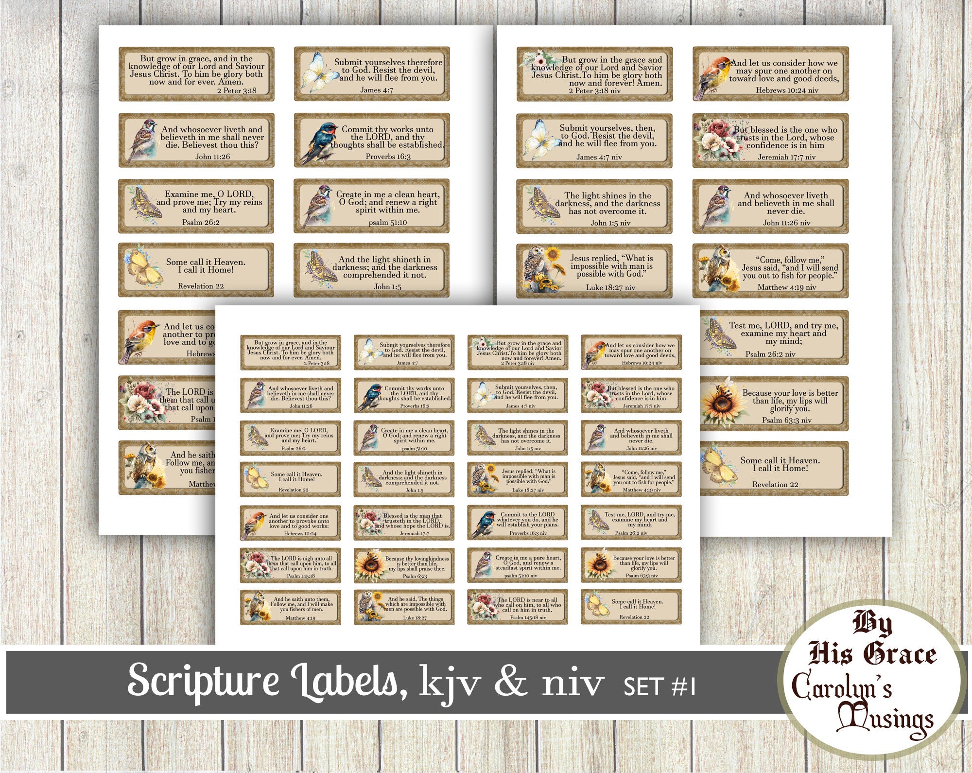 Scripture Verse Labels KJV NIV Prayer Journal Ephemera - Etsy Australia