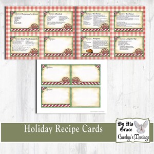 Printable, Christmas Holiday, Recipe Cards, Digital Download, Recipe ...