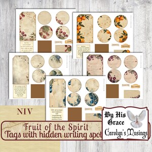 Printable Fruit of the Spirit Journal Tags | 18 Faith Ephemera Tags ...