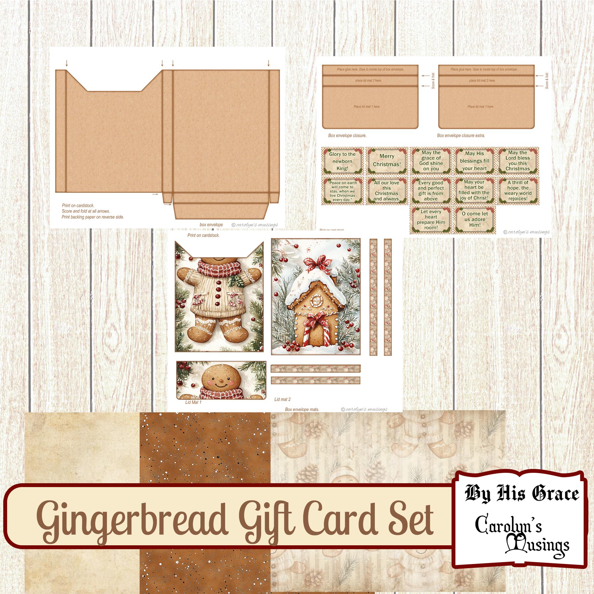 Gingerbread Christmas Gift Card Set | Printable Stocking Stuffer ...