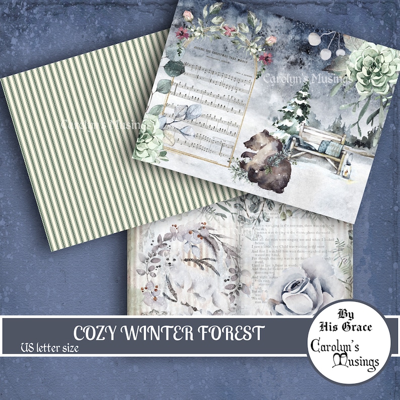 Junk Journal Cozy Winter Forest Woodland Animals - Etsy