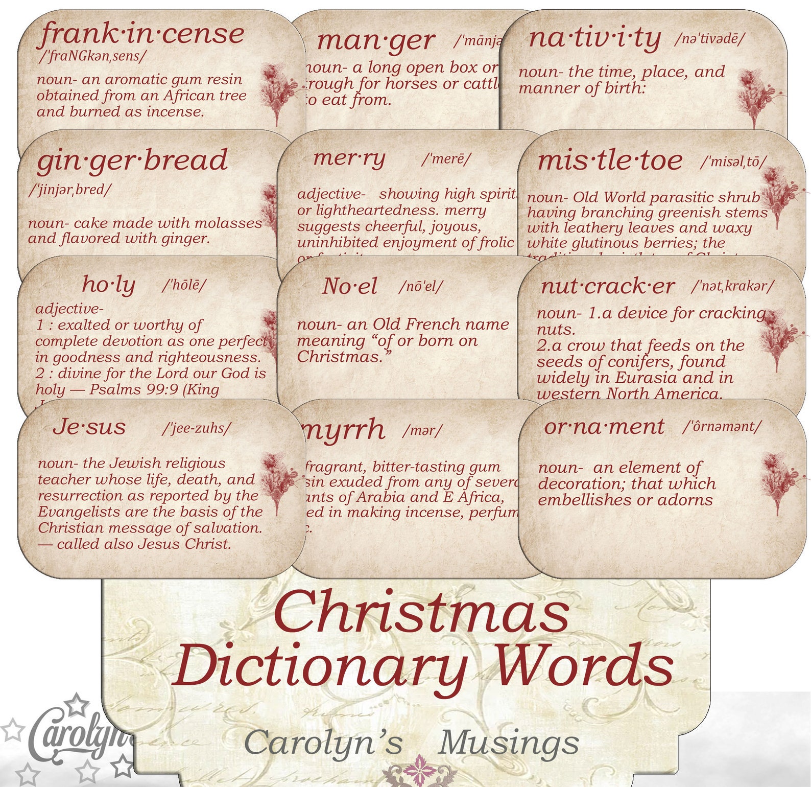 Christmas Dictionary Words Junk Journal Printable Journal - Etsy