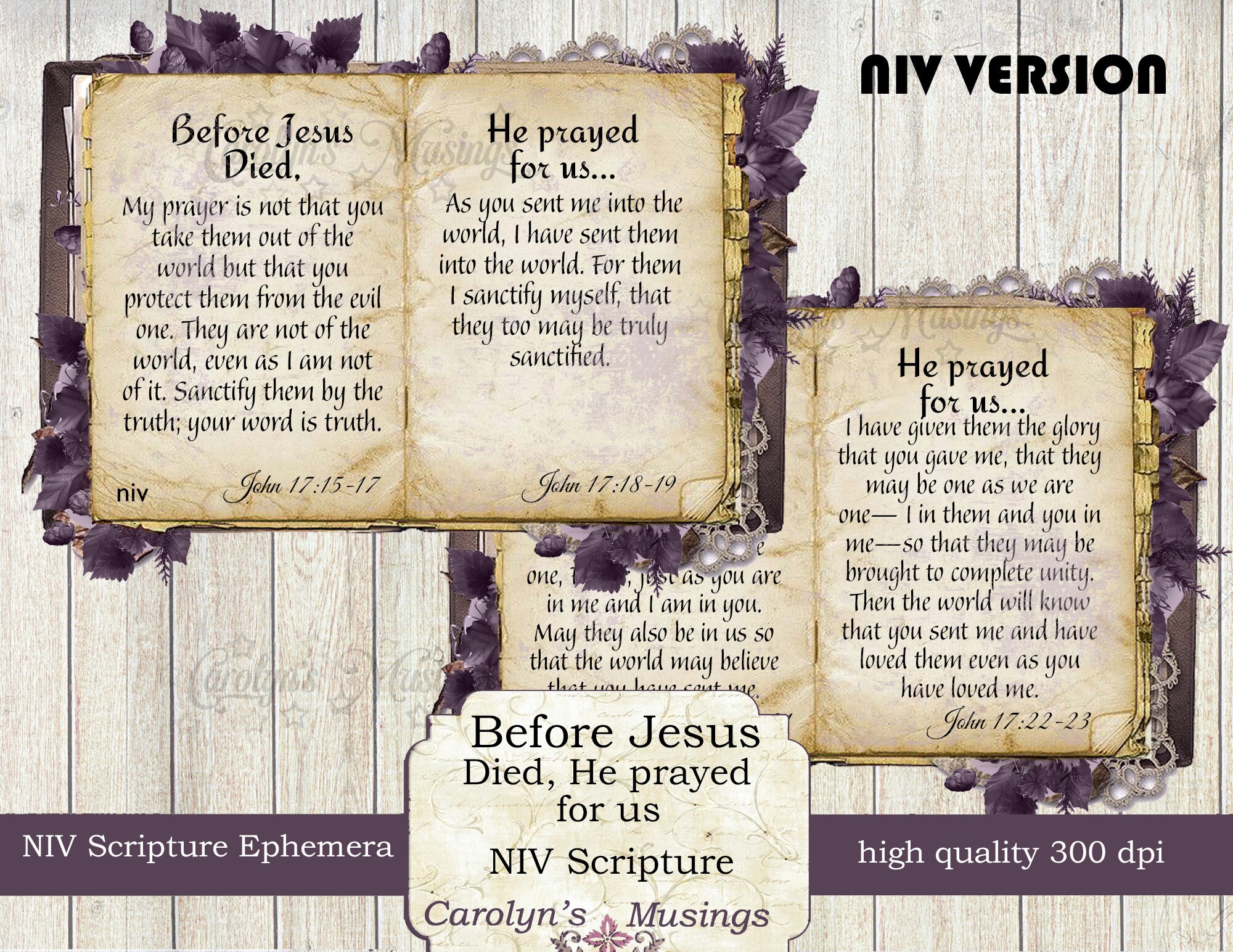 Easter Story NIV Scripture Cards, Prayer Journal Ephemera (JPG) - Etsy