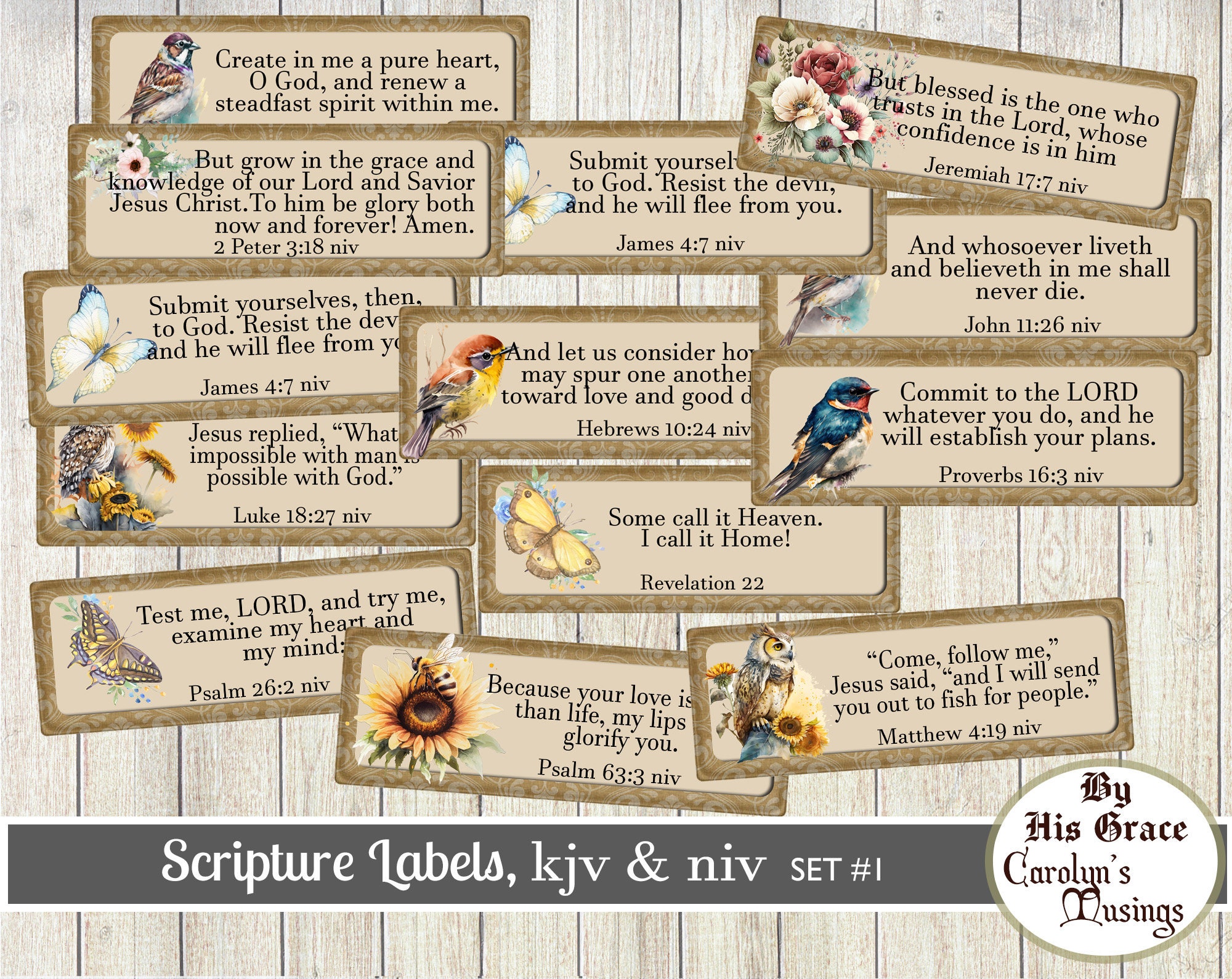 Scripture Verse Labels KJV NIV Prayer Journal Ephemera - Etsy Australia