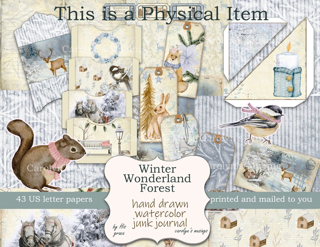 Winter Wonderland Forest Printed Journal Kit, Junk Journal Printed and ...