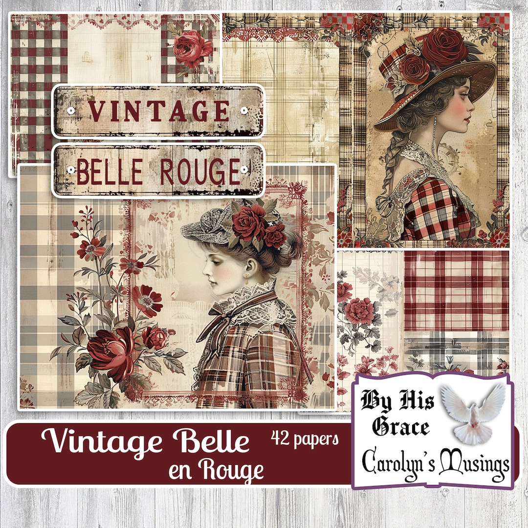 Junk Journal Vintage Belle En Rouge, Printable Kit, Digital Paper ...