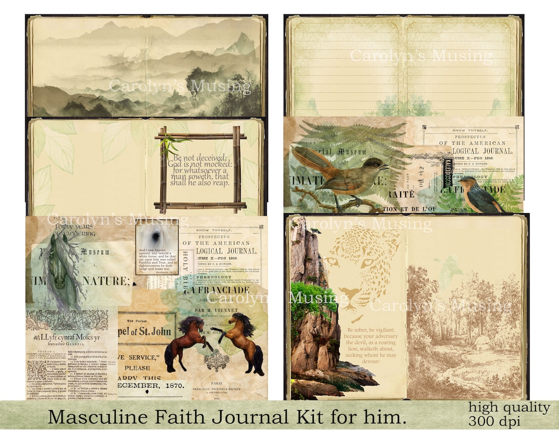 Printable Masculine Faith Journal Kit Christian Junk Journal - Etsy