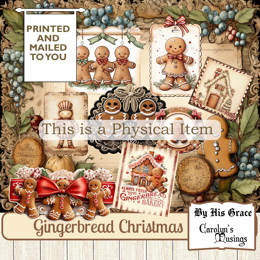 Junk Journal, Printed Gingerbread Journal Kit, Mailed to You, Vintage ...