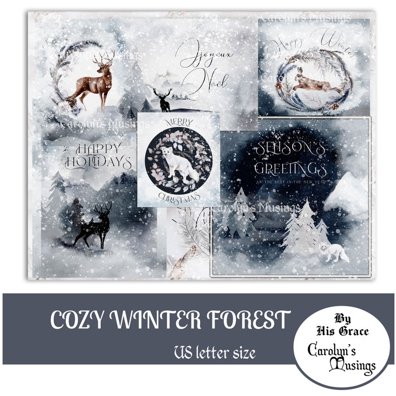 Junk Journal Cozy Winter Forest Woodland Animals - Etsy