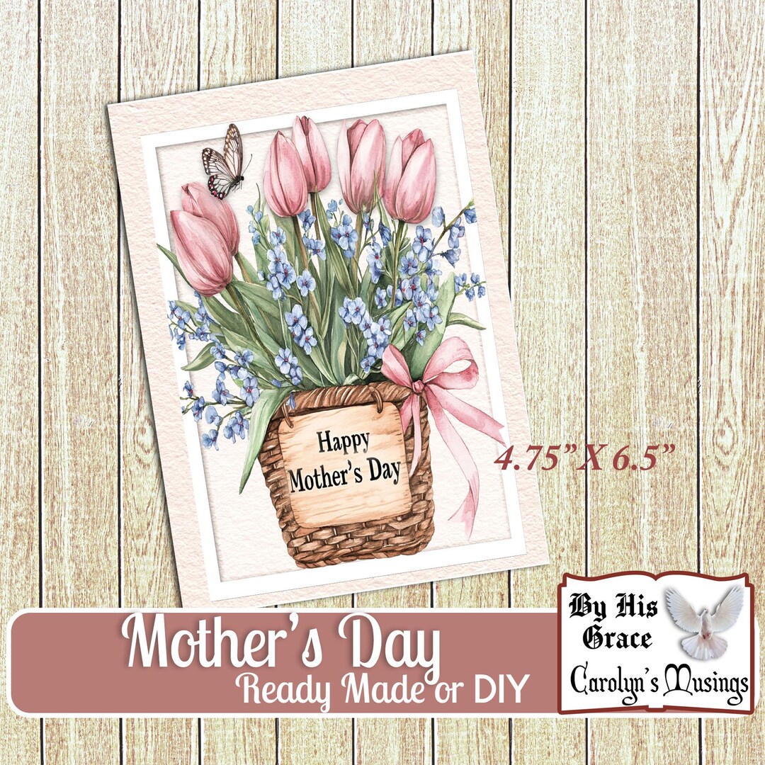 Floral Tulip Mother's Day Card: DIY Printable Set (digital Download) - Etsy