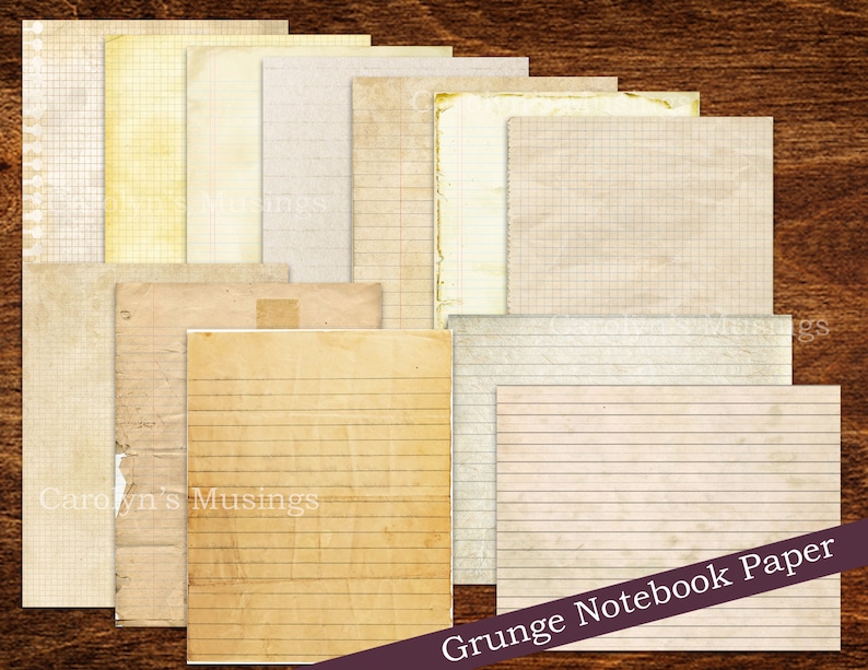 Grunge Notebook Paper Printable, Vintage Lined Paper (digital Download ...