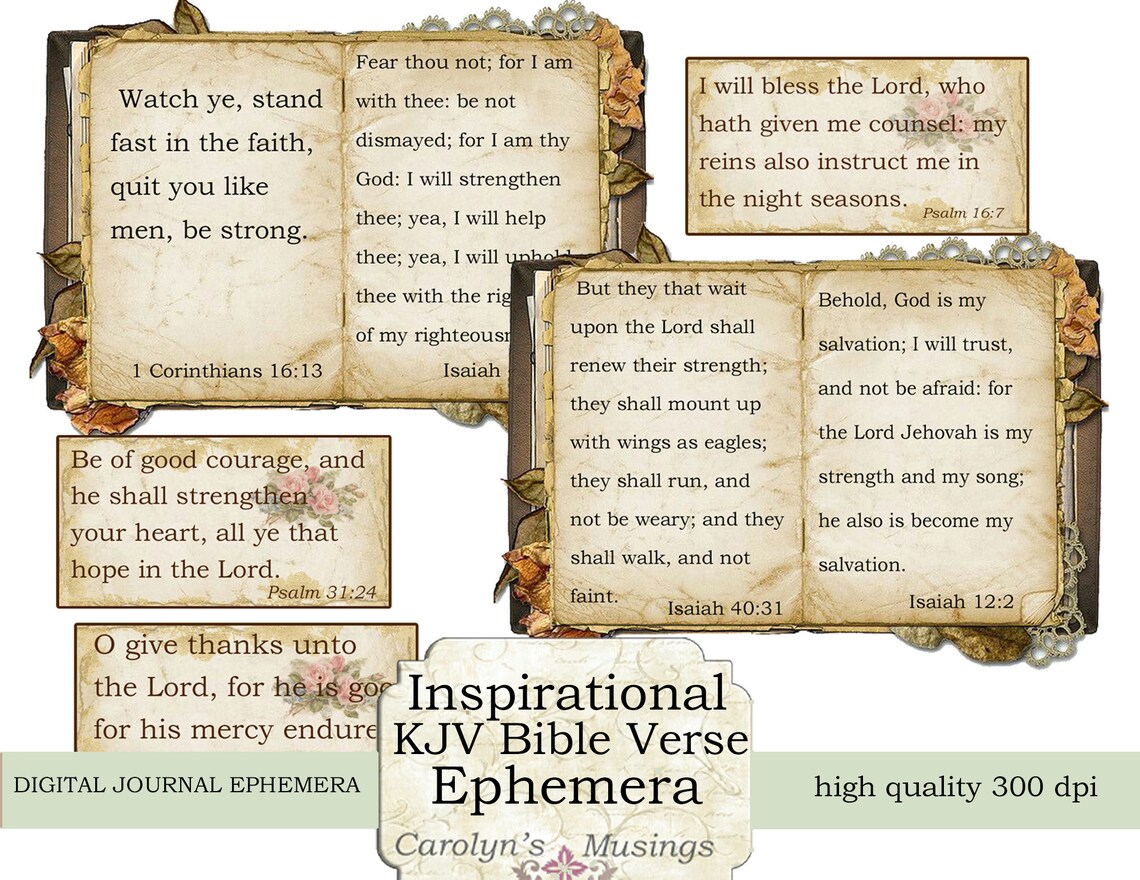 KJV Inspirational Bible Verse Ephemera Junk Journal Ephemera - Etsy