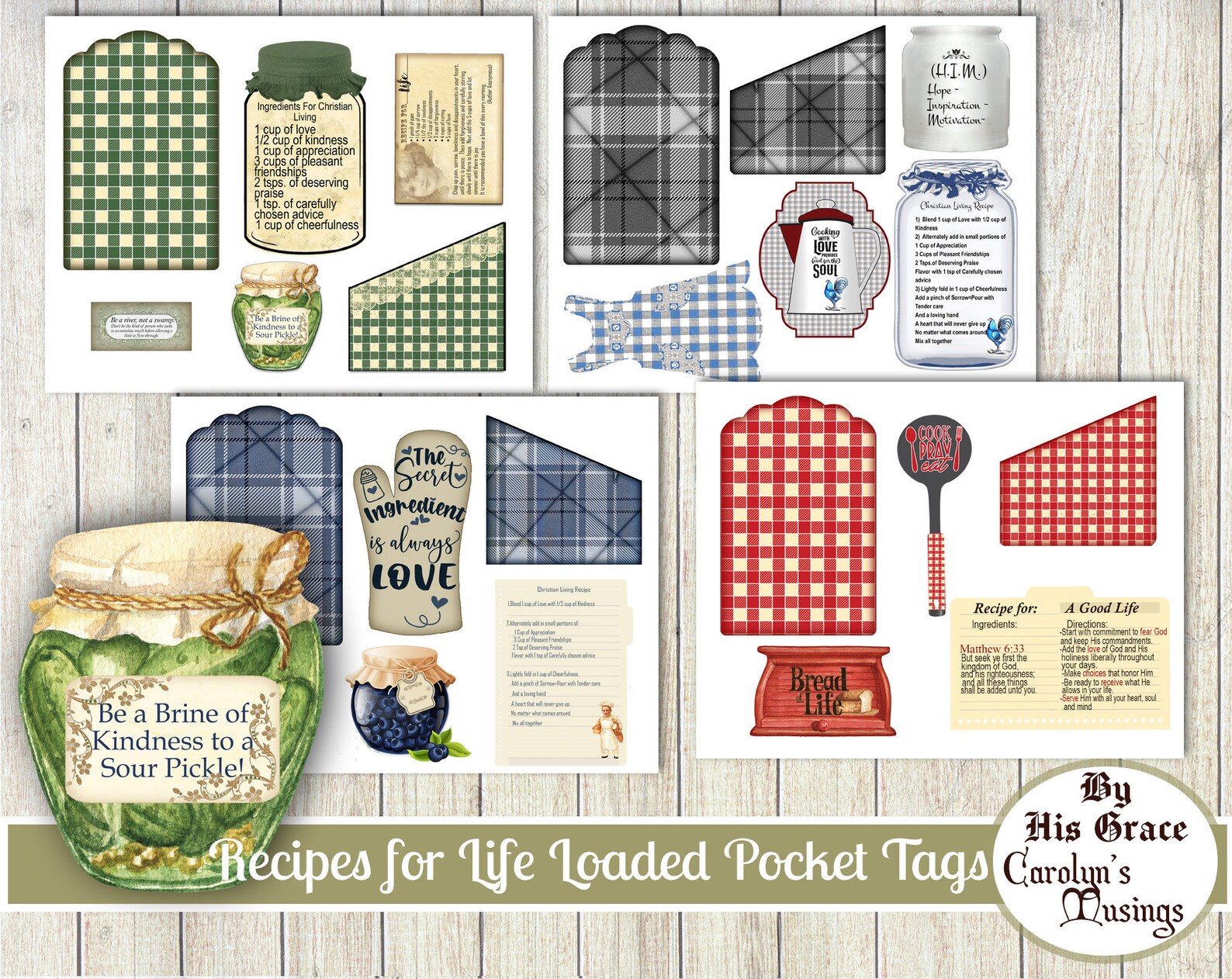Recipes for Life Pocket Tags: Junk Journal Ephemera (digital Download ...