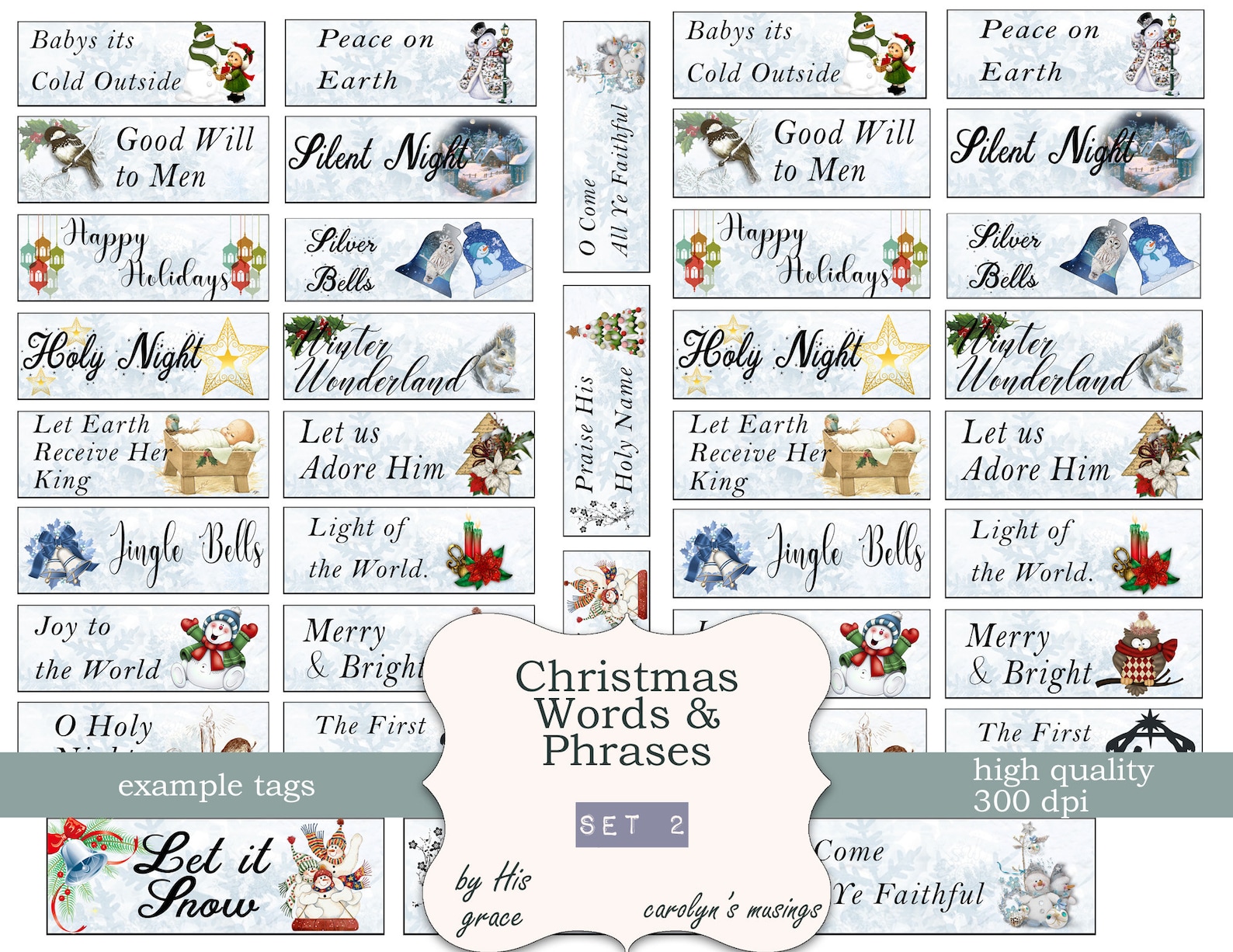 Printable Christmas Words and Phrases 37 Pieces Instant - Etsy