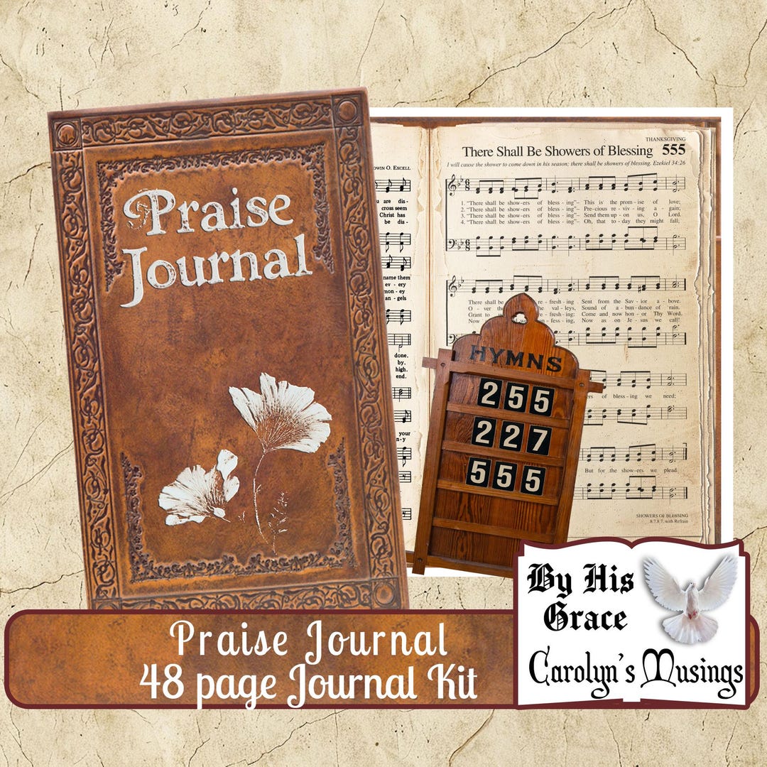 Vintage Praise Journal Kit: Old Gospel Hymns, Bible Cards (digital ...