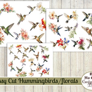Fussy Cut Hummingbirds, Florals, Junk Journal, Scrapbooking Ephemera ...