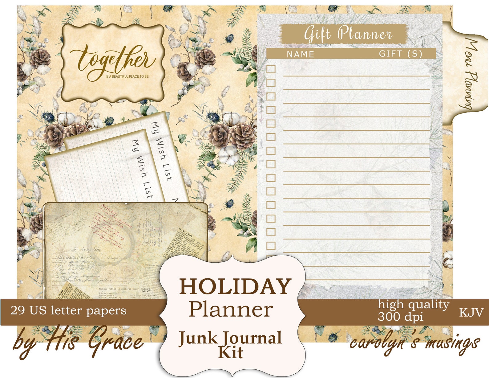 Christmas Planner Printable, Holiday Journal Kit (digital Download) - Etsy