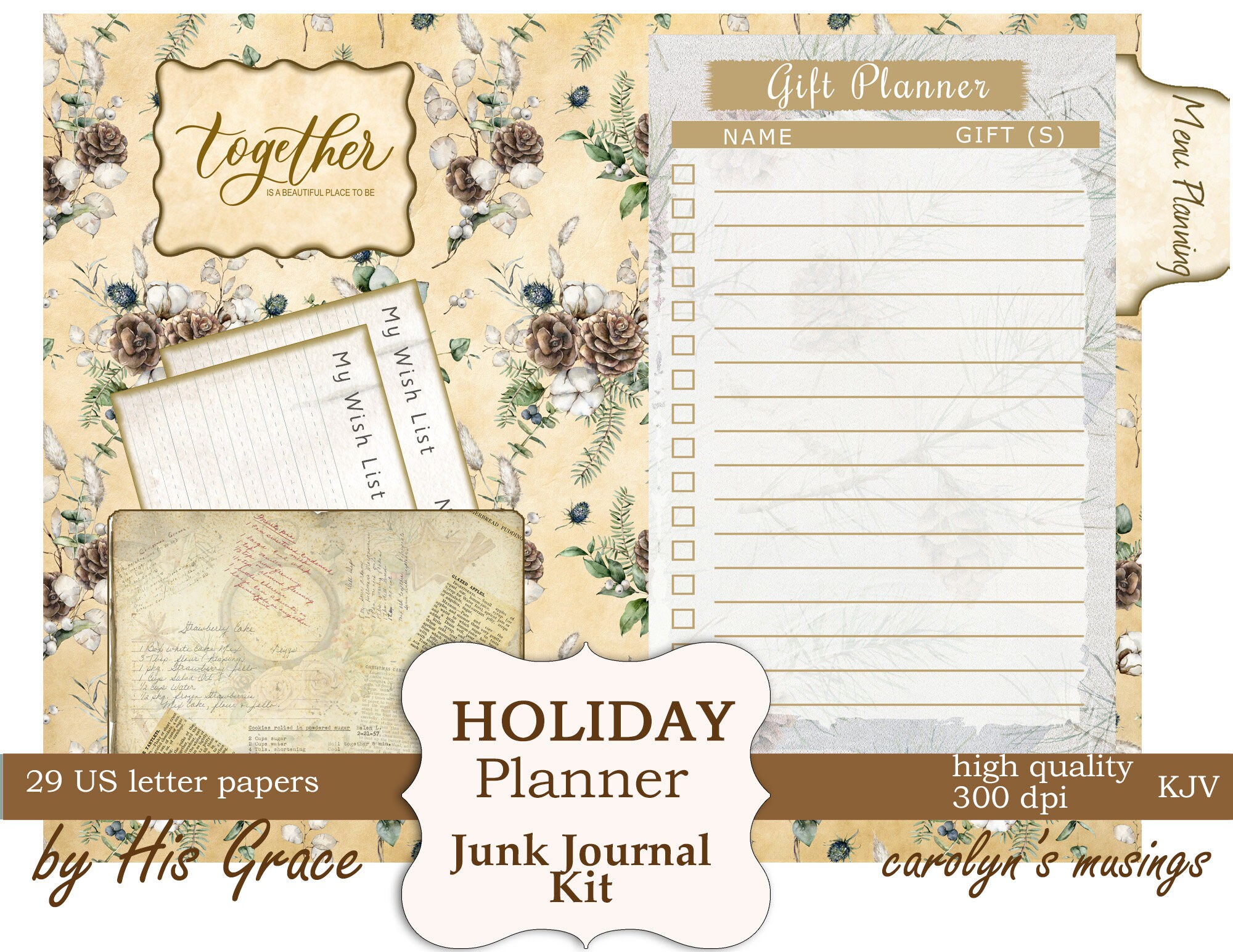 Christmas Planner Printable, Holiday Journal Kit (digital Download) - Etsy