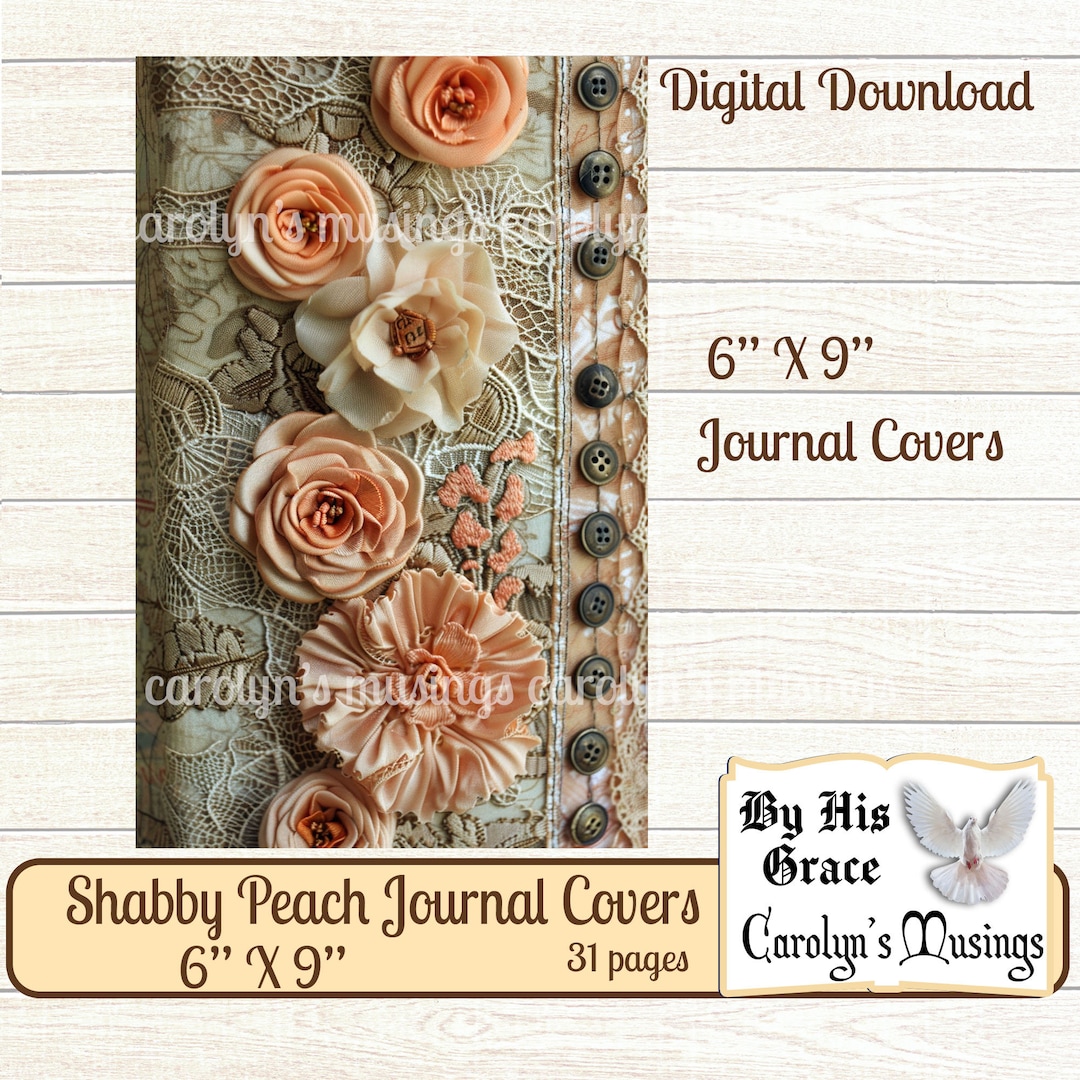Junk Journal Vintage Peach Shabby Journal Covers, Peach, Vintage ...